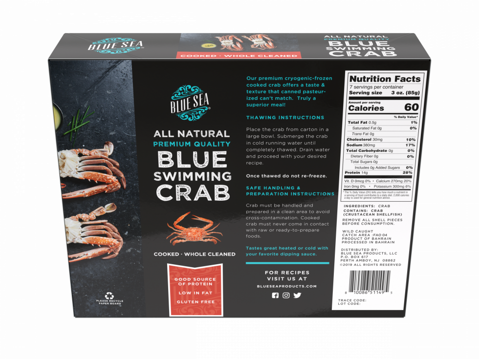 Blue Swimming Crab (Whole Cleaned) - Blue Sea